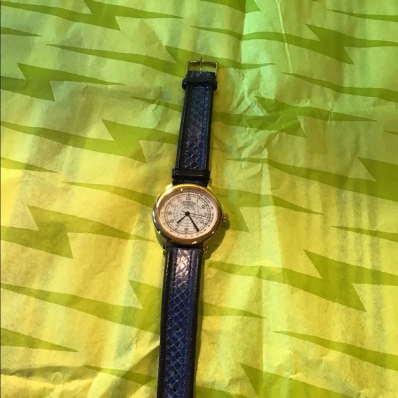 Fossil | Accessories | Fossil Collection Watch Blue Leather Gold Euc ...
